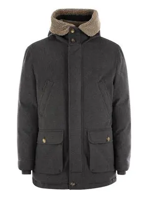 Brunello Cucinelli Shearling Down Coat - Medium Gray