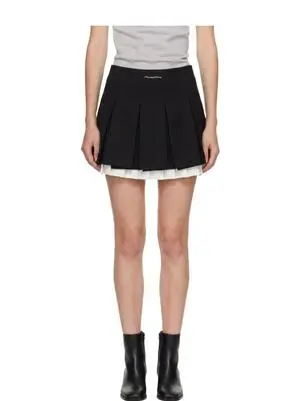 MARISSA CHIARA Logo Pleated Skirt - Black