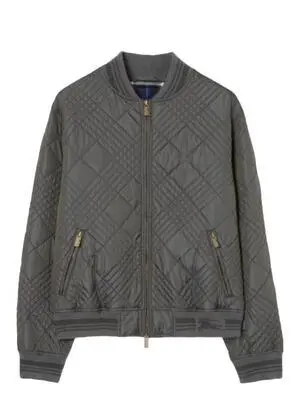 Burberry Burberry Micro Check-Stitch Rakedwood Bomber Jacket Washed Grey