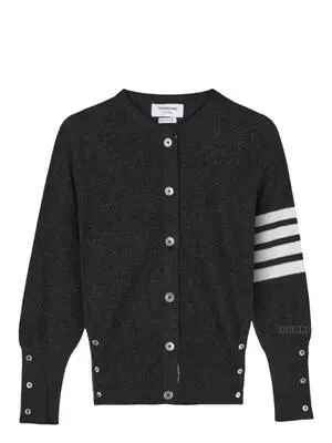 Thom Browne Thom Browne Four-Bar Striped Buttoned Cardigan Dark Grey