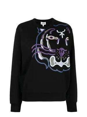 Kenzo Tiger Print Crewneck Sweatshirt - Black