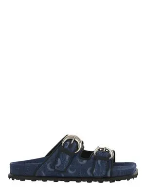 MARINE SERRE Flat Sandals With Buckle Detail - Black