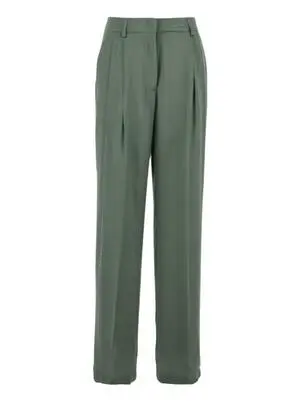 SEMICOUTURE Pleated Tailored Straight-leg Trousers - Green