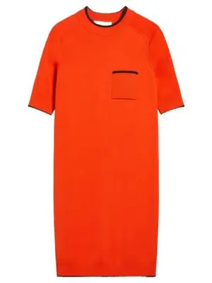 Sportmax Stretch Knit Dress With Ribbed Chest Pocket - Red