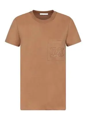 Max Mara Short-sleeved T-shirt With Pocket Detail - Camel