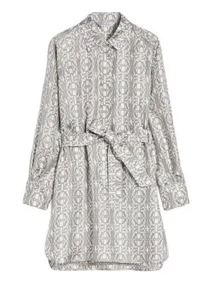 Max Mara Max Mara Graphic Printed Long-Sleeved Shirt Dress Seda