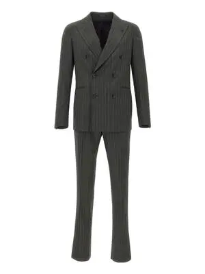Tagliatore Pinstriped Double-breasted Suit - Black