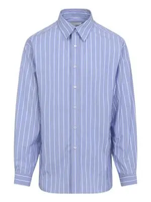 MAISON MARGIELA Striped Long-sleeved Buttoned Shirt - Blue
