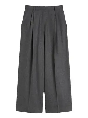 Max Mara Wide-fit Wool Flannel Trousers - Medium Gray