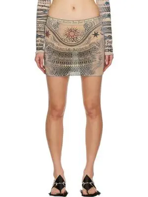 JEAN PAUL GAULTIER Jean Paul Gaultier Graphic Print Logo Waist Mini Skirt