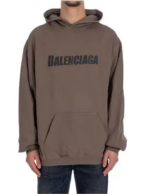 Balenciaga Logo Printed Distressed Hoodie - Green