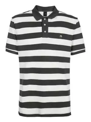 Moose Knuckles Stripe Print Polo Shirt - Black