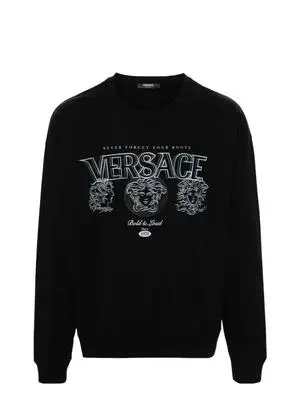 Versace Logo-print Cotton Sweatshirt - Black