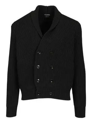 TOM FORD Shawl Collar Ribbed Knit Cardigan - Black