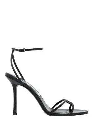JIMMY CHOO Leo 100 Wrap Leather Sandals - Black