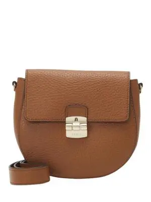 Furla Leather Satchel Bag With Clasp Closure - Brown