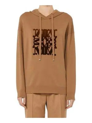 Max Mara Velvet Logo Hoodie - Brown