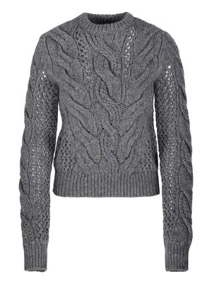 Sportmax Cable Knit Crew Neck Sweater - Gray