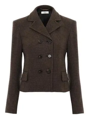 Chloé Double-breasted Houndstooth Blazer - Black