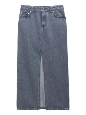 Filippa K Denim Maxi Skirt With Front Slit - Gray