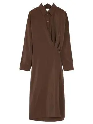LEMAIRE Straight Collar Twisted Dress - Brown