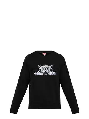 Kenzo Tiger Head Embroidered Crewneck Sweatshirt - Black