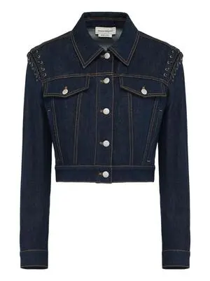 ALEXANDER MCQUEEN Alexander McQueen Cropped Denim Jacket With Lace Detail