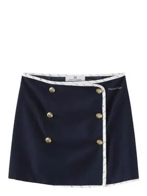 MARISSA CHIARA Button Detail A-line Skirt - Blue
