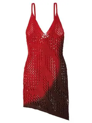 Attico Sleeveless Open-knit Midi Dress - Red
