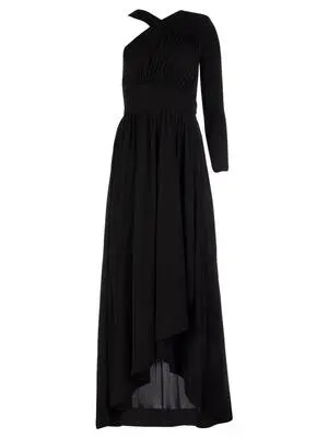 Givenchy Asymmetrical Maxi Gown With V-neck - Black