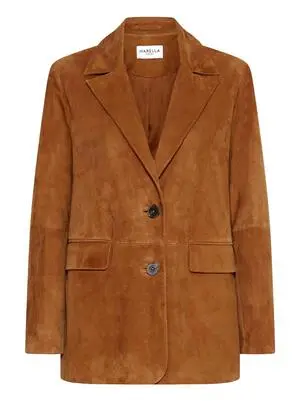 Marella Semi-fitted Suede Blazer - Camel