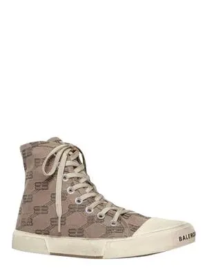 Balenciaga Bb Monogram Jacquard High-top Sneakers - Brown