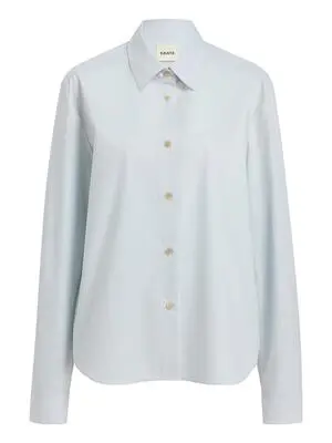 Khaite Cotton Poplin Shirt With Drop Shoulder - Ice-blue