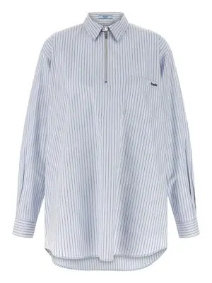 PRADA Prada Striped Logo Embroidered Shirt