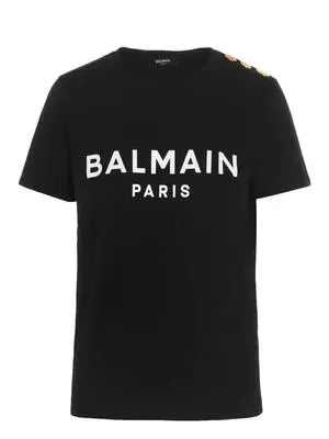 Balmain Balmain Logo Printed Crewneck T-Shirt Black