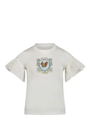 Fendi Round Neck Ruffle Cuff Shirt - White