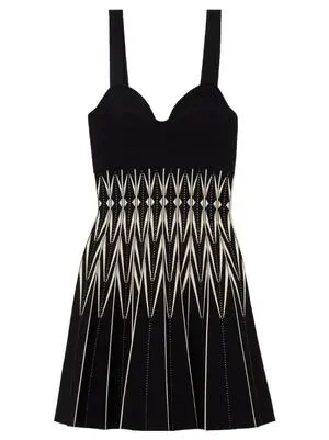 Alexander McQueen V-neck Pleated Mini Dress - Black