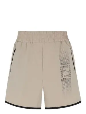 Fendi Logo Print Bermuda Shorts - Nude