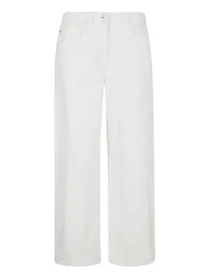 Brunello Cucinelli Logo Patch Wide-leg Trousers - White
