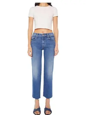 MOTHER Mother The Mid Rise Rambler Zip Ankle Fray Jeans