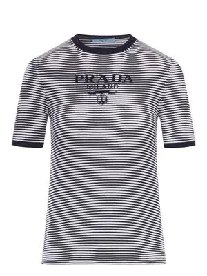 Prada Striped Short-sleeved Knit Jumper - White