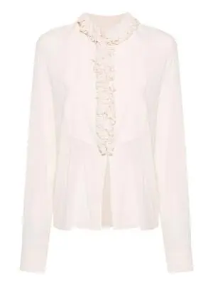 Philosophy Di Lorenzo Serafini Long Sleeve Ruffle Front Shirt - Pink
