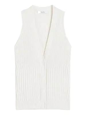 Max Mara Cotton Yarn And Viscose Crepe Gilet - Ivory