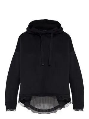 ALLSAINTS ALLSAINTS Nia Lace Trim Hooded Sweater Black