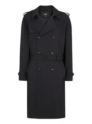 Fendi Double Breasted Belted Coat - Black