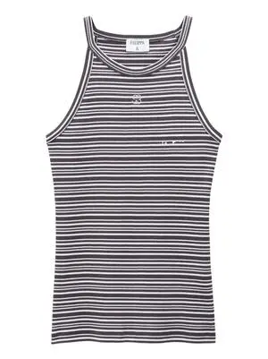 Filippa K Monogram-embroidered Striped Organic Cotton Tank Top - No