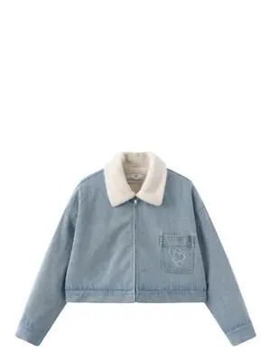 Marissa Chiara Long-sleeved Denim Jacket With Lapel Collar - Blue