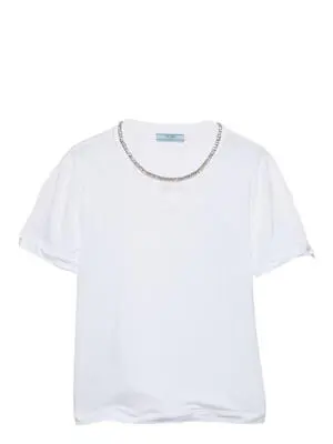Prada Embellished Crewneck T-shirt - White