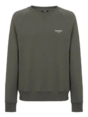 Balmain Long Sleeve Logo Sweater - Khaki