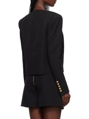 Balmain Embellished Collarless Jacket - Black